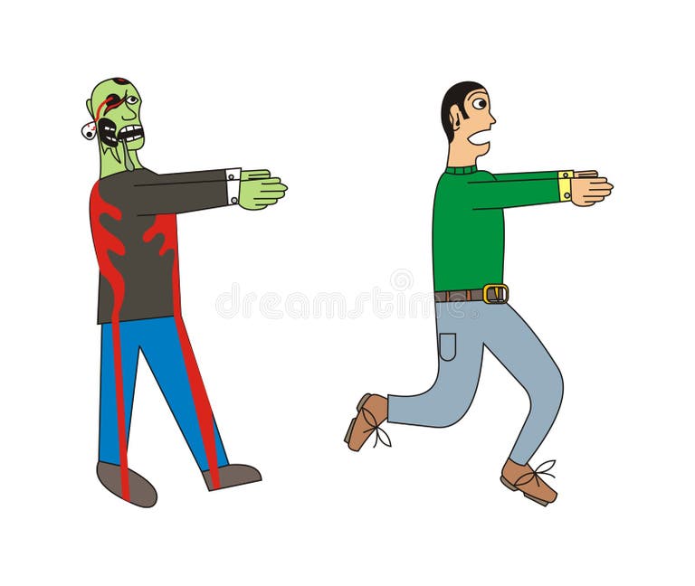 Zombie chasing a man stock illustration. Illustration of scary - 38636571