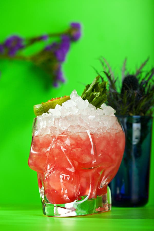 Zombie Cocktail on Green Background Stock Image - Image of juice, drink ...