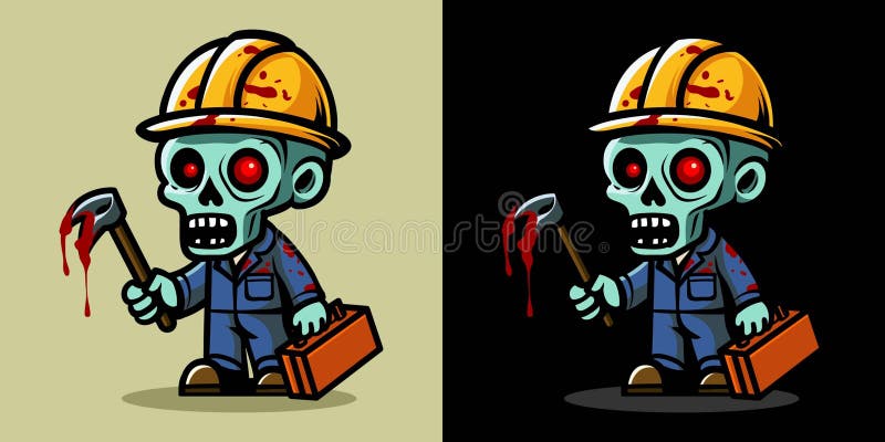 Zombie Construction Worker Illustration Element Stock Vector ...