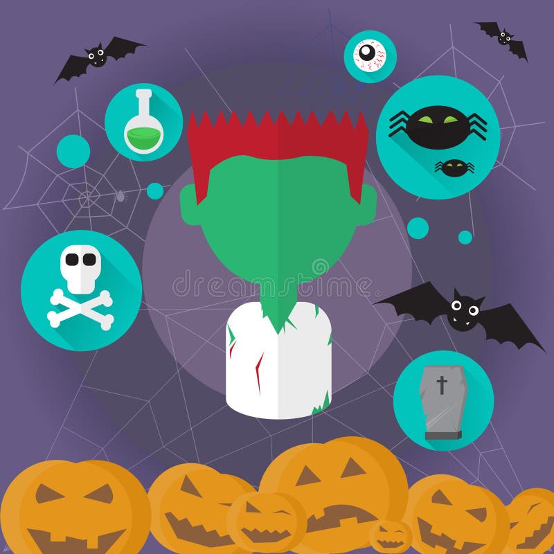 Zombie Dead Man Flat Icon Halloween Stock Vector - Illustration of ...