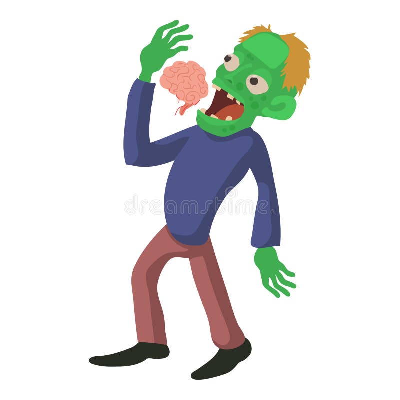 Zombie is Eating Brains Icon, Cartoon Style Stock Vector - Illustration ...
