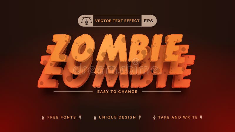 Zombie - Editable Text Effect, Font Style Stock Vector - Illustration ...
