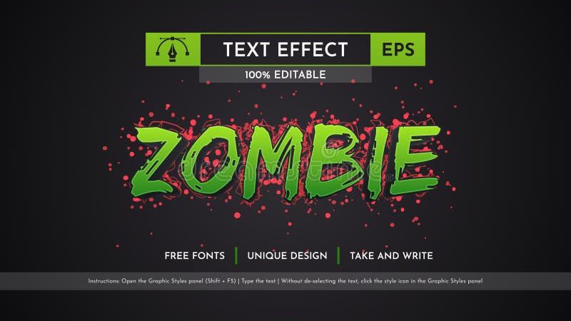 Zombie - Editable Text Effect, Font Style Stock Vector - Illustration ...