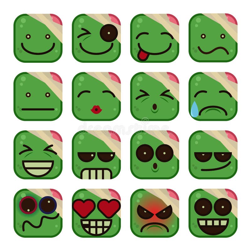 Zombie Emoticon set stock vector. Illustration of ashamed - 77438343