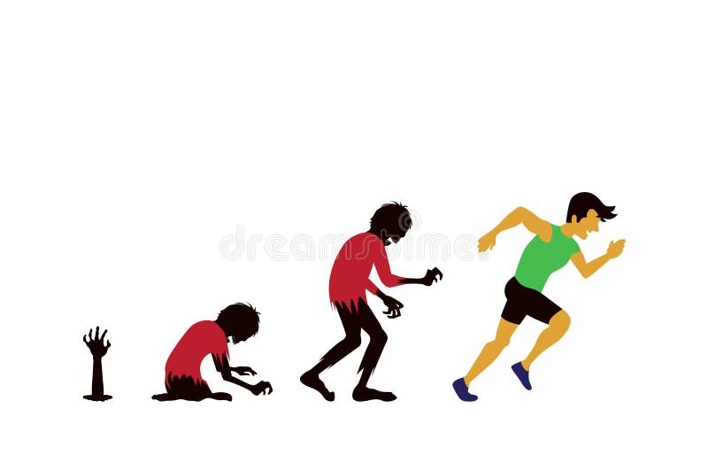 Zombie Evolution To Man with Running. Stock Vector - Illustration of ...
