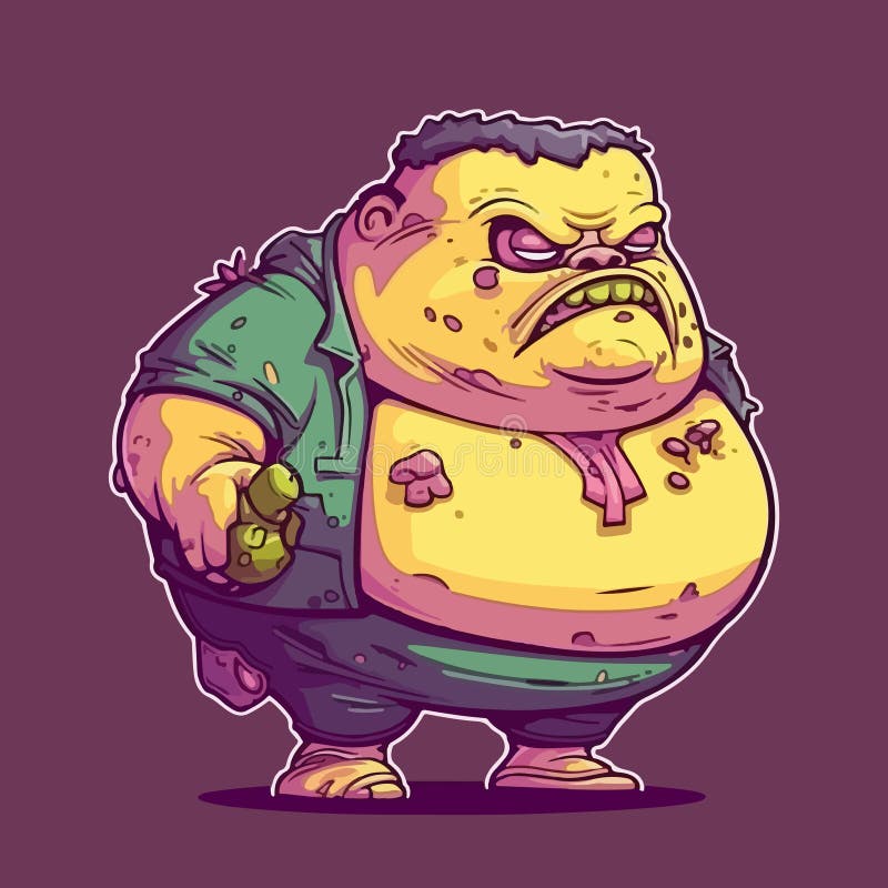 Zombie Fat Character Illustration, Vector Stock Vector - Illustration ...