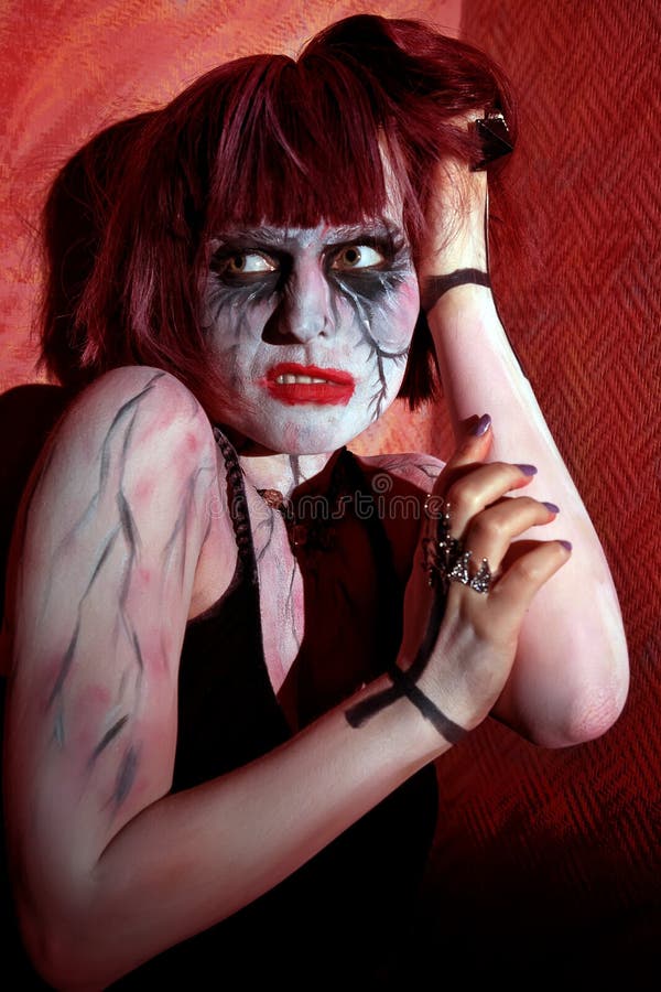 Zombie girl posing stock photo. Image of female, costumes - 75761104