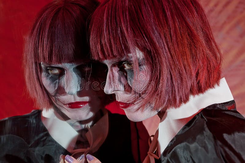 Zombie Girl with Short Red Hair Stock Image - Image of devil ...