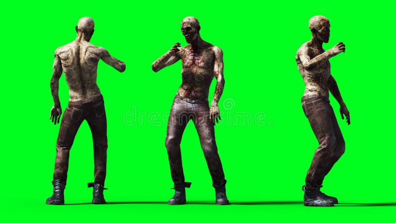 Zombie Green Screen Isolate. Realistic 3d Rendering. Stock Illustration ...