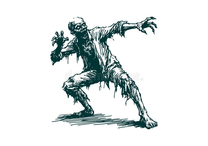 Zombie Hand Drawn Sketch Vector Scary Stock Vector - Illustration of ...