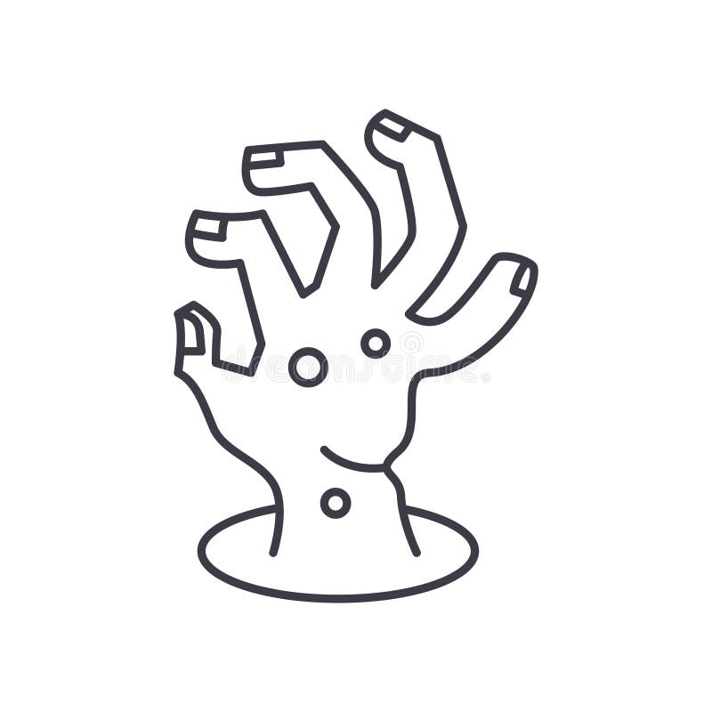 Zombie Hand Icon, Linear Isolated Illustration, Thin Line Vector, Web ...