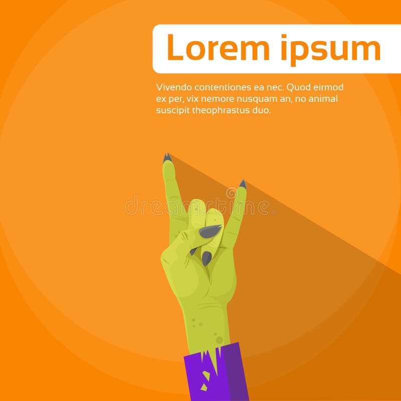 Zombie Hand Point Rock Finger Gesture Flat Stock Vector - Illustration ...