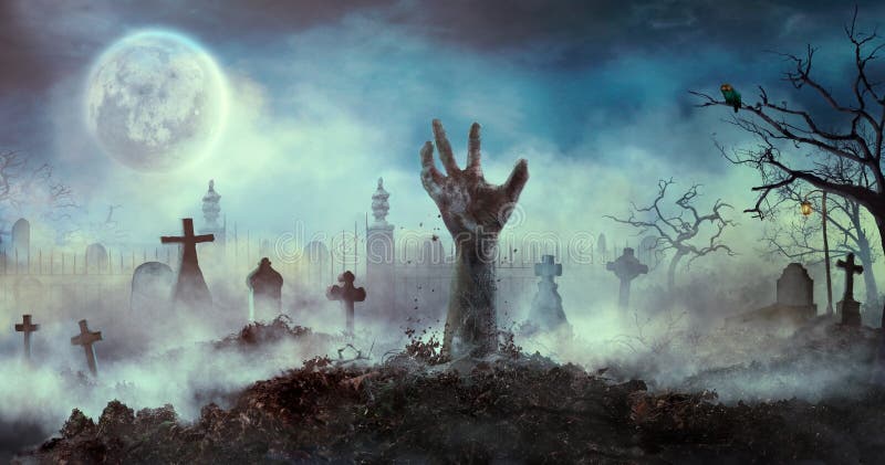 Zombie Hand Rise from the Grave Stock Illustration - Illustration of ...