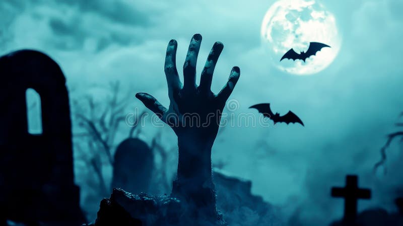 Zombie Hand Rising Out of a Graveyard. Stock Illustration ...
