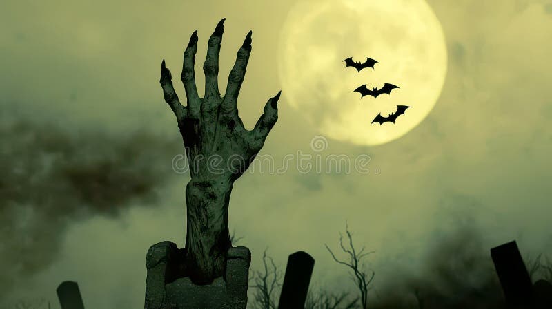 Zombie Hand Rising Out of a Graveyard. Stock Illustration ...