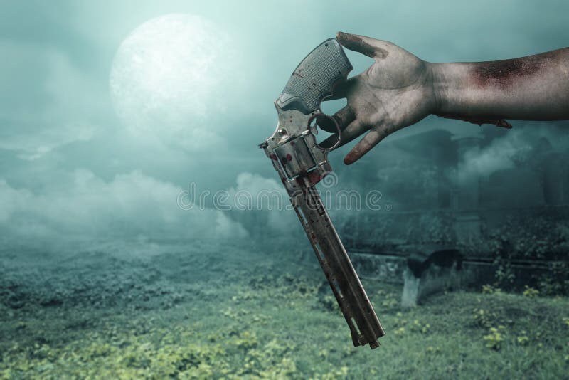 Zombie Hands with Wound Drop the Gun Stock Image - Image of dirty ...