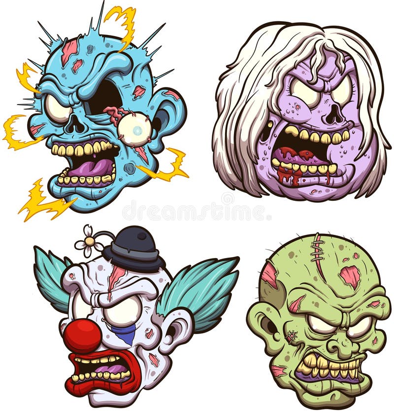 Zombie Heads. Vector Illustration with Simple Gradients. Stock Vector ...