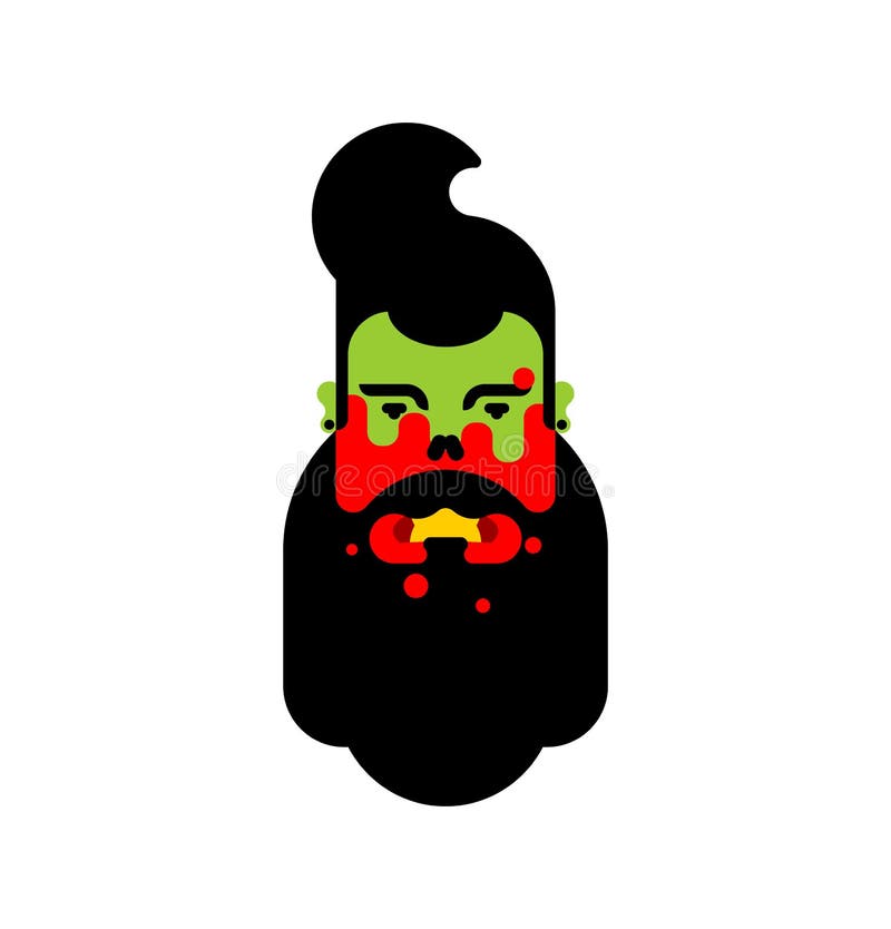 Zombie Hipster with Beard Head Isolated. Zombies Face Stock Vector ...