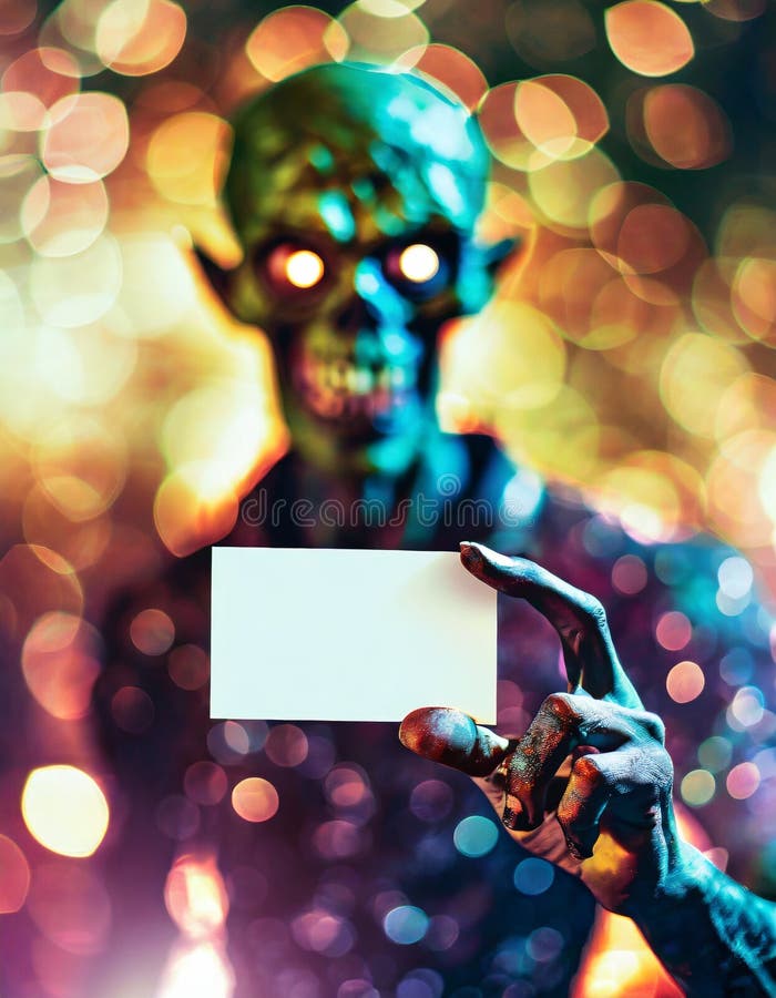 Zombie Holding Blank Business Card Stock Illustration - Illustration of ...