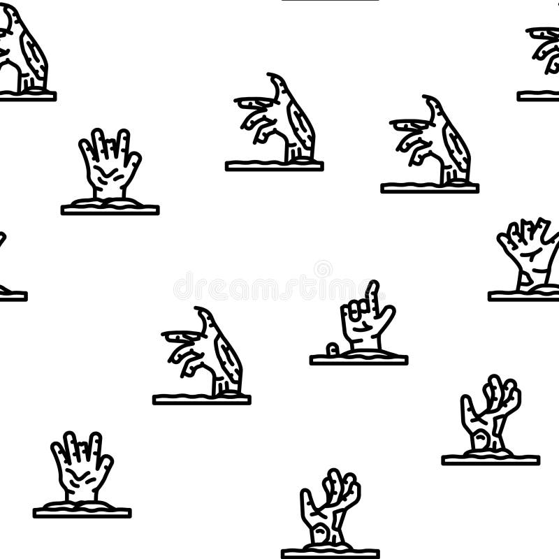 Zombie Horror Dead Monster Vector Seamless Pattern Stock Vector ...