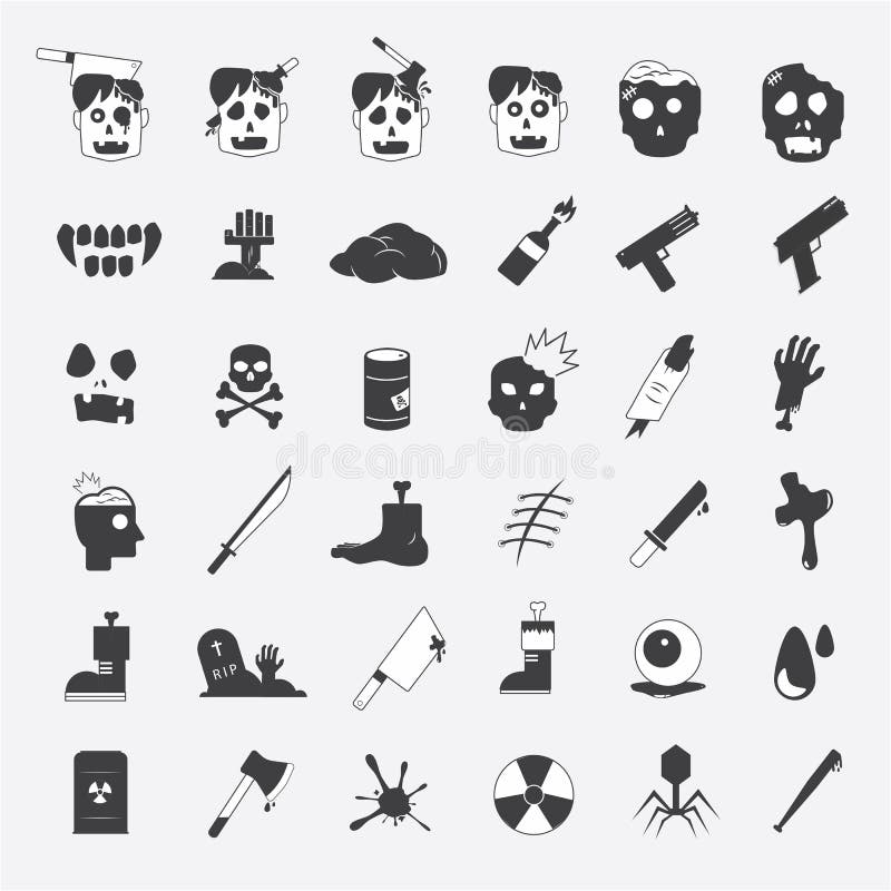 Zombie icon set stock illustration. Illustration of unny - 79716798