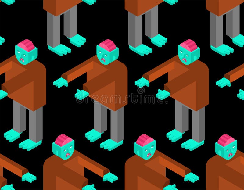 Zombie Isometric Pattern Seamless. Dead Man Monster Texture Stock ...