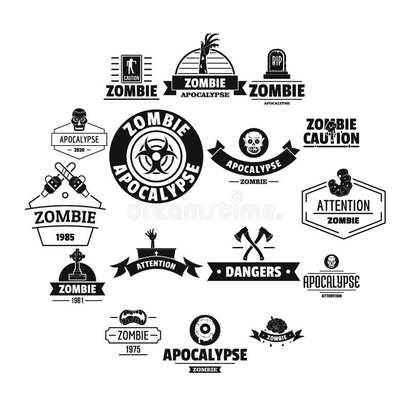Zombie Logo Icons Set, Simple Style Stock Vector - Illustration of ...
