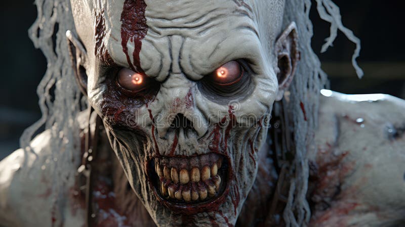 Zombie Looking in Camera , Horror , Close Up Stock Illustration ...