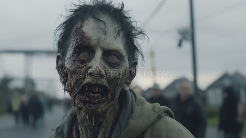 Zombie Looking in Camera , Horror , Close Up Stock Illustration ...