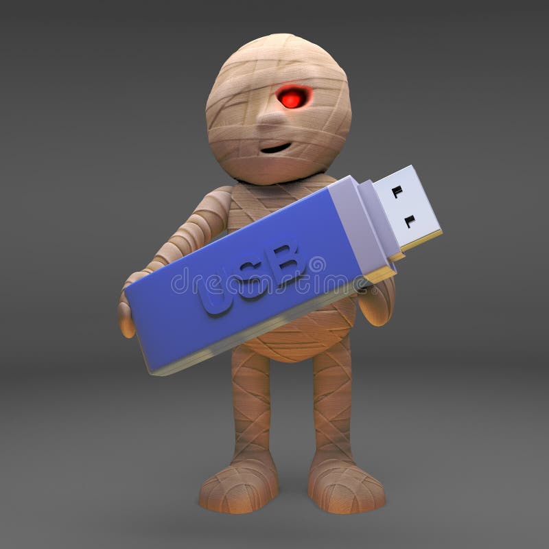 Zombie Monster Keeps Data on a USB Thumb Drive, 3d Illustration Stock ...