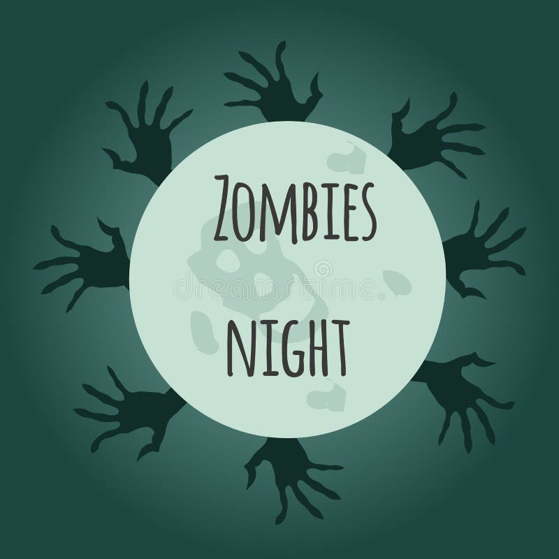 Zombie night illustration. stock illustration. Illustration of moon ...
