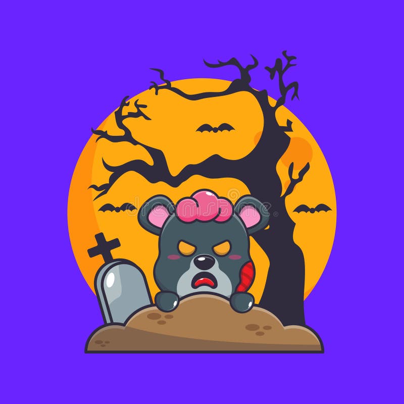 Zombie Panther Rise from Graveyard in Halloween Day. Stock Vector ...