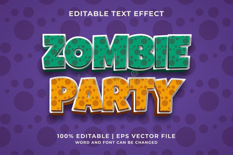 Zombie Party Editable Text Effect 3d Template Style Stock Vector ...