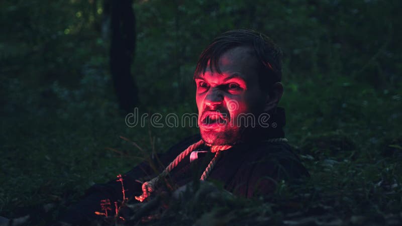 Zombie Rises from the Ground in the Forest Stock Image - Image of ...