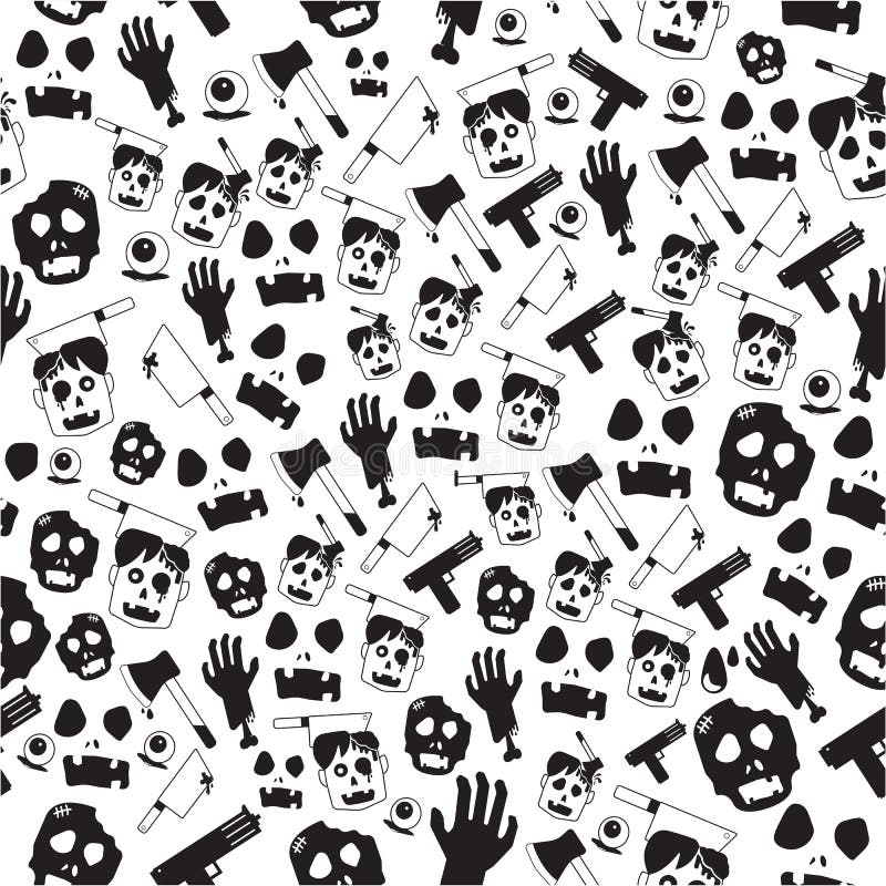Zombie Seamless Pattern Background Stock Illustration - Illustration of ...