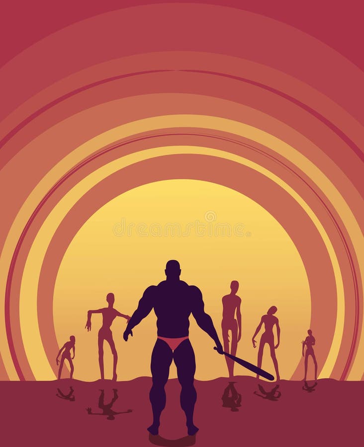 Zombie Silhouettes on Sunset Stock Vector - Illustration of cartoon ...