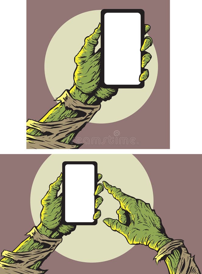 Zombie with smartphone stock vector. Illustration of comic - 38587392