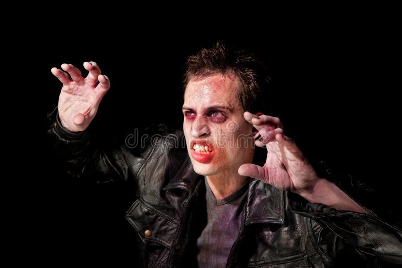 Zombie in spotlight stock image. Image of afraid, closeup - 12624543