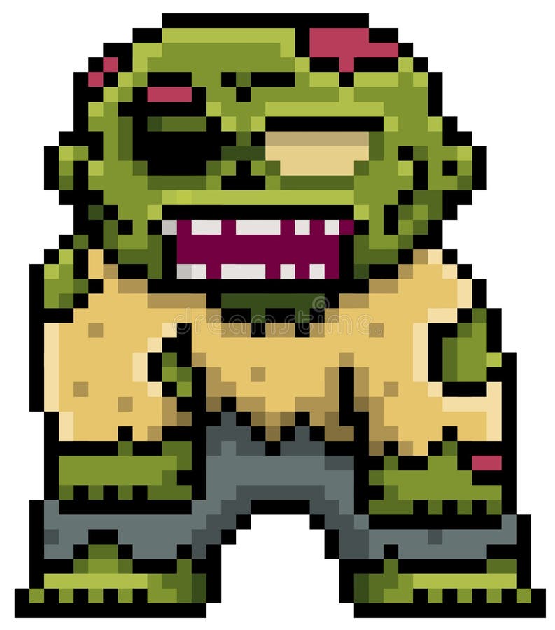 Zombie Pixel Art Pattern Seamless. Pixelated Zombi Background Stock ...