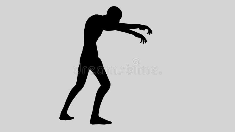 Zombie Walking on the Haunted, Graveyard with Dark Silhouettes of ...