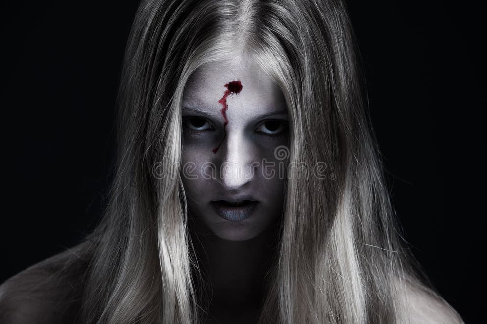 Zombie with Wound on Forehead Stock Image - Image of fear, portrait ...