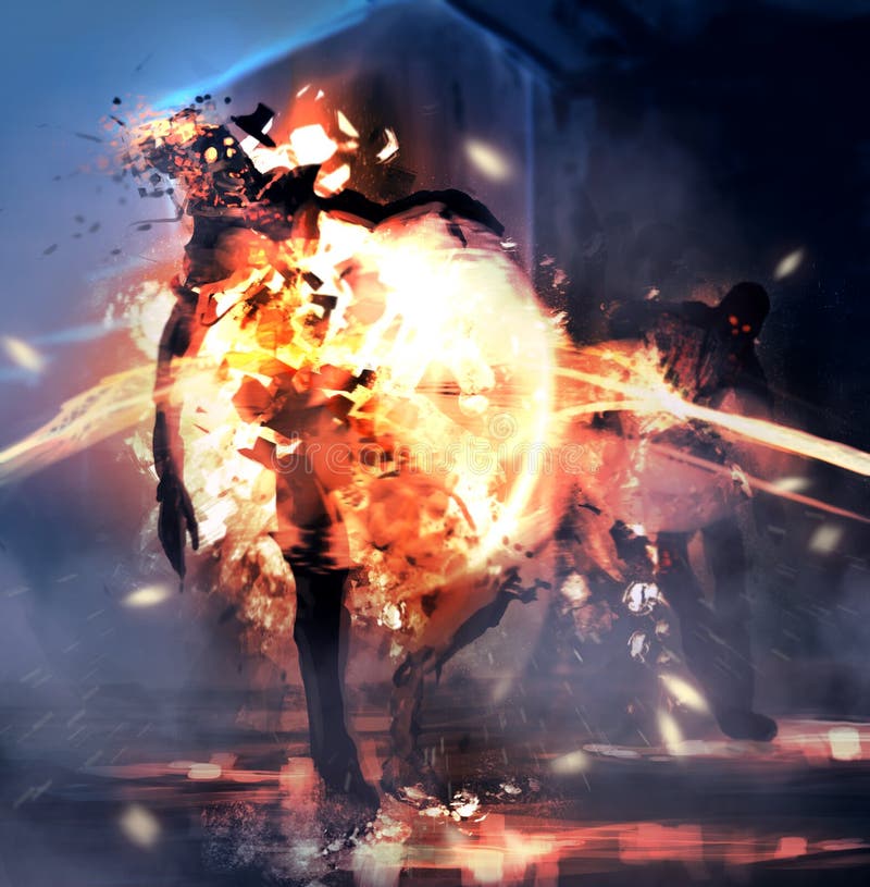 Fantasy zombies explode. stock illustration. Illustration of ruins ...