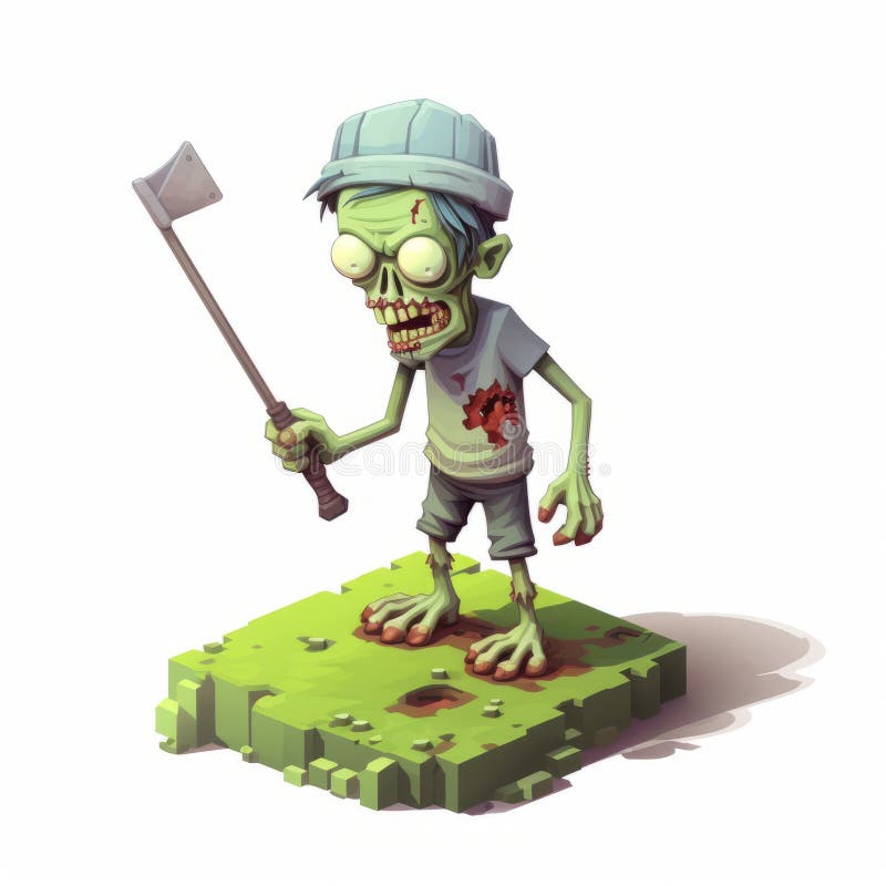 Playful Zombie Golfer Illustration in Hard Surface Modeling Style Stock ...