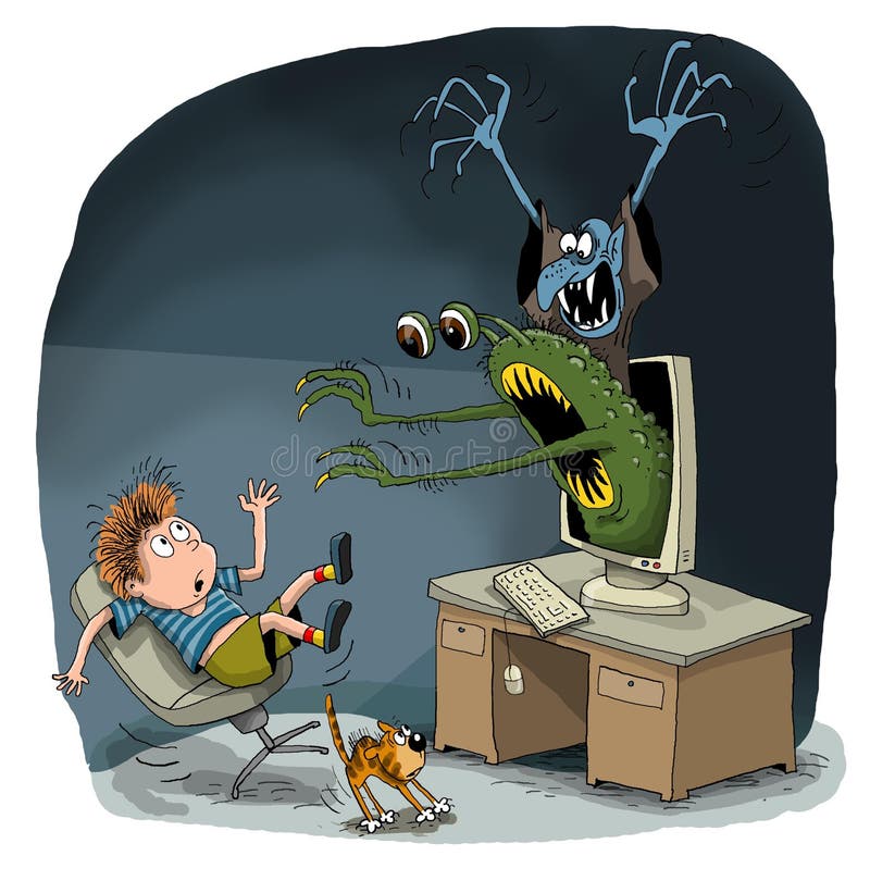 The boy with the computer stock vector. Illustration of computer - 9405149