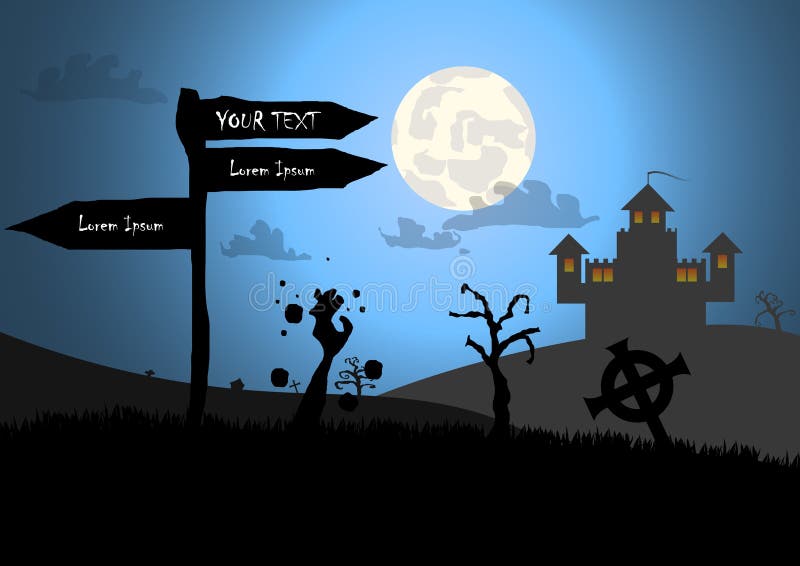 Zombies and Sign with Halloween Background Stock Vector - Illustration ...