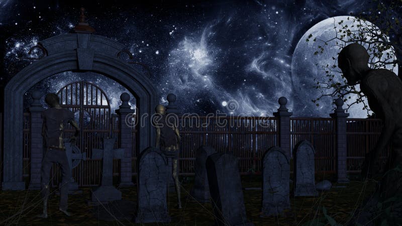 Spooky Cemetery Gate Silhouette Collection of Halloween Vector I Stock ...