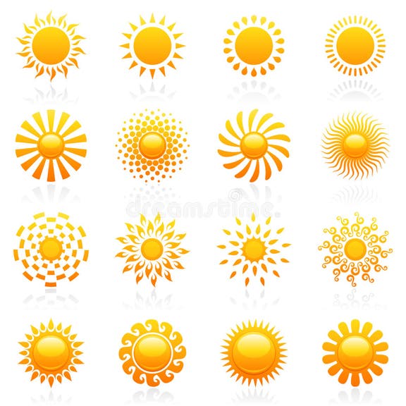 Zon. Vector Logo Template Set. Vector Illustratie - Illustration of ...