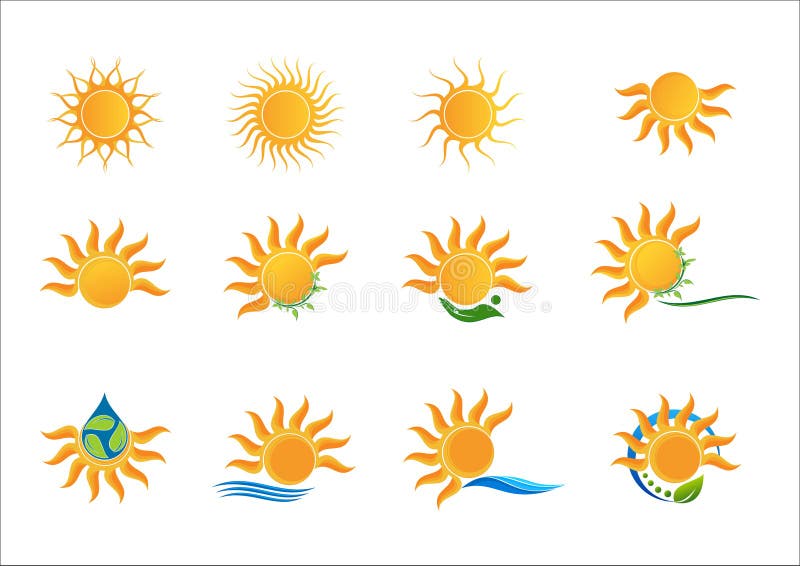 Zon, Embleem, Zonne-energieinzameling, Symbool Vectorontwerp Vector ...