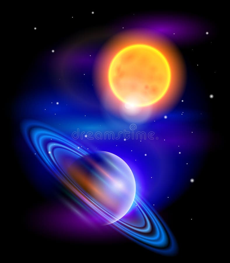 Zon en Saturnus vector illustratie. Illustration of hemel - 54810498