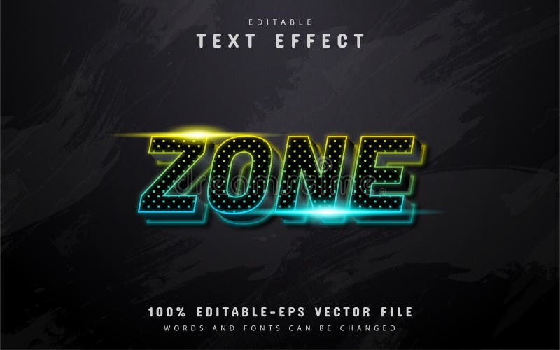 Zone Text, Neon Text Effect with Dot Pattern Stock Vector ...